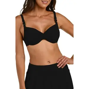 La Blanca Island Twist Front Underwire Bikini Top - Black