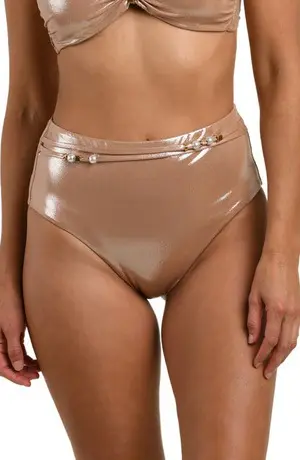 La Blanca Belted High-waist Bikini Bottom - Sand