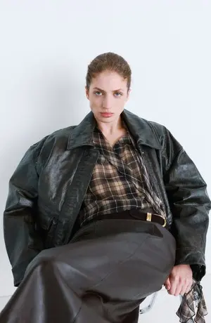Mango Scott Plaid Pussy-bow Top