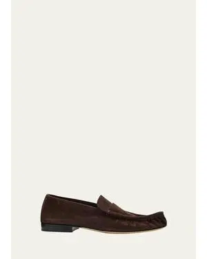 THE ROW Soft Suede Moccasin Loafers