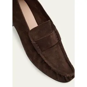 THE ROW Soft Suede Moccasin Loafers
