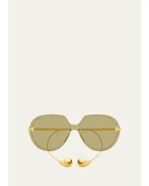 Bottega Veneta 60mm Round Sunglasses - Yellow