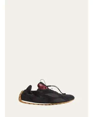 Bottega Veneta Orbit Suede And Mesh Low-top Sneakers - Nero/maple