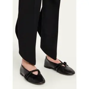 Bottega Veneta Leather Ballerina Flats - Nero