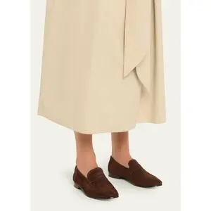 BOUGEOTTE Suede Penny Loafers - Espresso