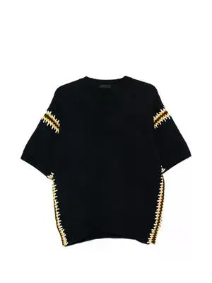 Prada Striped Short-sleeve Cotton Knit Top