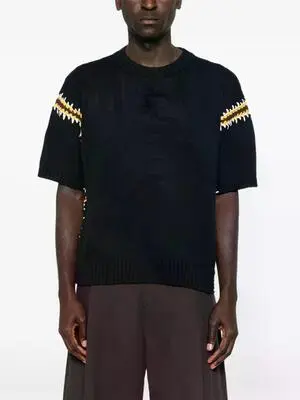 Prada Striped Short-sleeve Cotton Knit Top