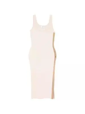 Elisabetta Franchi Sleeveless Logo Button Midi Dress