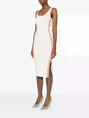 Elisabetta Franchi Sleeveless Logo Button Midi Dress