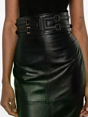 Elisabetta Franchi Buckled Leather Mini Skirt
