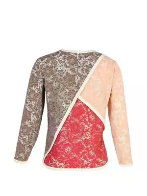MSGM Lace Patchwork Long-sleeve Top