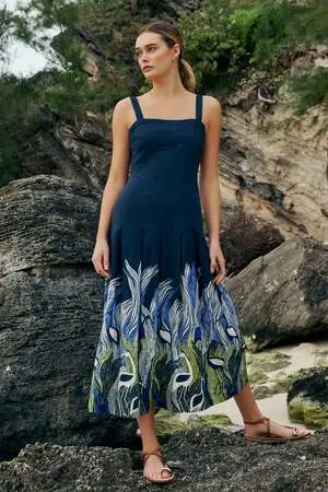 MARIE OLIVER Dixon Printed Linen-blend Dress