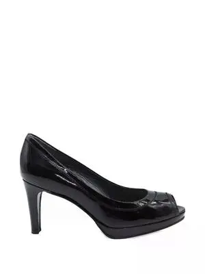 STUART WEITZMAN X Russel Bromley Peep-toe Patent Leather Pumps