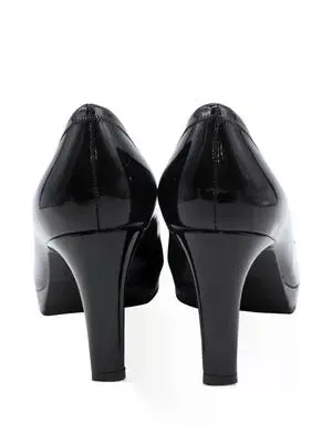 STUART WEITZMAN X Russel Bromley Peep-toe Patent Leather Pumps