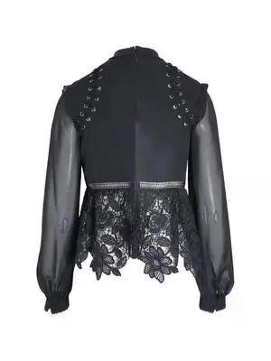 SELF-PORTRAIT Lace-trimmed Blouse