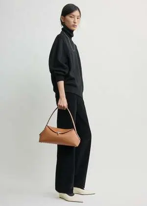 TOTEME T-lock Grained-leather Shoulder Bag - Tan