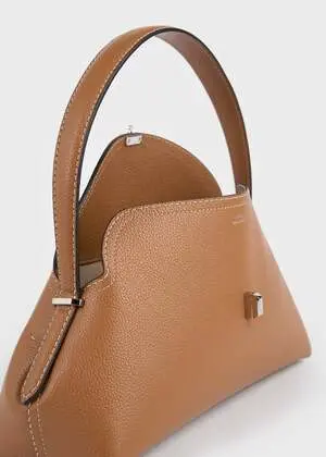 TOTEME T-lock Grained-leather Shoulder Bag - Tan