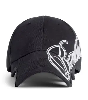 Balenciaga Cursive Logo Baseball Cap - Black