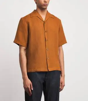 Sandro Linen Short-sleeve Shirt - Brown