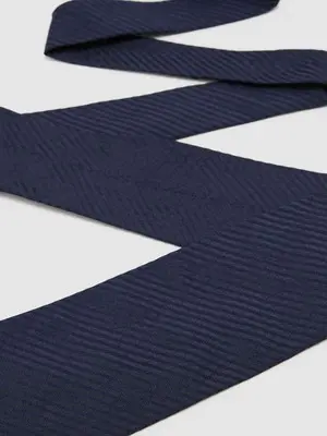 REISS Vittorio Cotton-silk Stripe Seersucker Tie - Navy