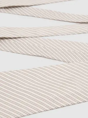 REISS Vittorio Cotton-silk Stripe Seersucker Neck Tie - White / Camel Brown