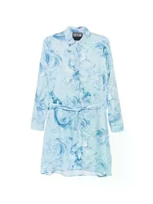 Versace Tie-waist Printed Mini Dress - Blue
