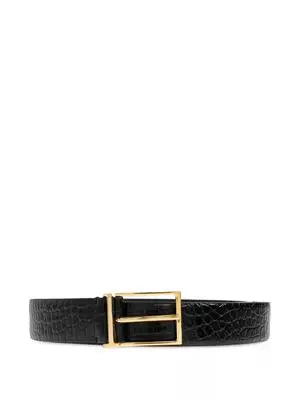TOM FORD Crocodile-effect Buckled Belt - Black