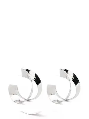 Patrizia Pepe Logo-engraved Hoop Earrings - Silver