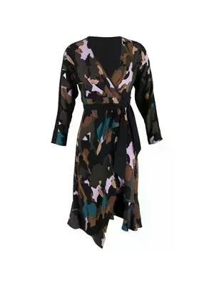Diane Von Furstenberg Printed Wrap Midi Dress - Black