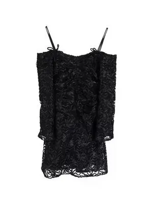 GANNI Off-shoulder Mini Dress Spaghetti Straps