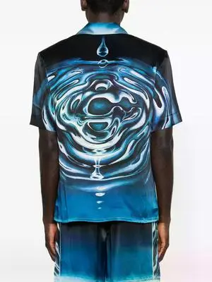 Casablanca Ripple Cuban Collar Shirt - Blue