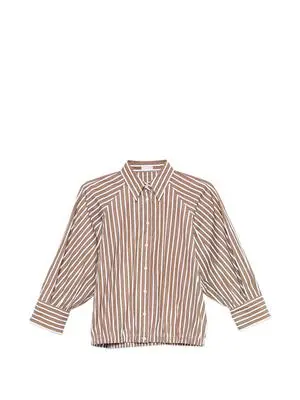 Brunello Cucinelli Striped Button-up Shirt - Brown