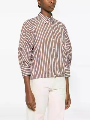 Brunello Cucinelli Striped Button-up Shirt - Brown