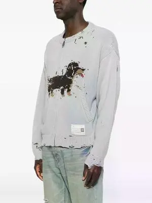 Mihara Yasuhiro Dog-jacquard Distressed Cardigan