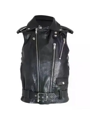 Saint Laurent Leather Zip Sleeveless Jacket