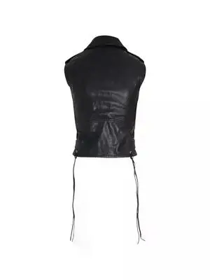 Saint Laurent Leather Zip Sleeveless Jacket