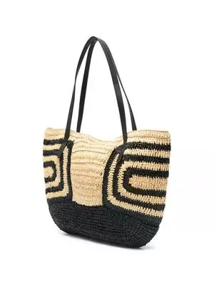 Patrizia Pepe Geometric-pattern Raffia Beach Bag