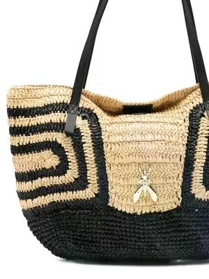 Patrizia Pepe Geometric-pattern Raffia Beach Bag