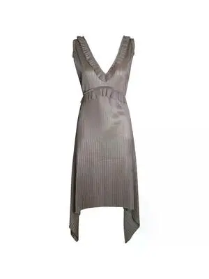 Givenchy Deep V-neck Plissé Dress