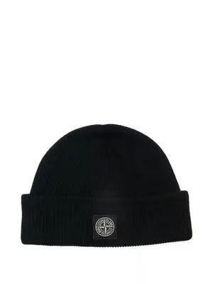 Stone Island Logo-patch Beanie - Blue