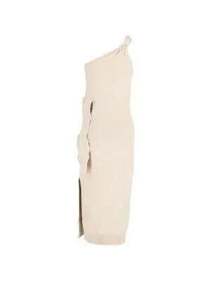 Jacquemus La Robe Maille Noeud Midi Dress - Neutrals