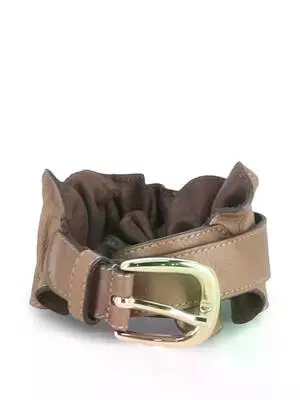 Sandro Ruffled Leather Belt - Brown