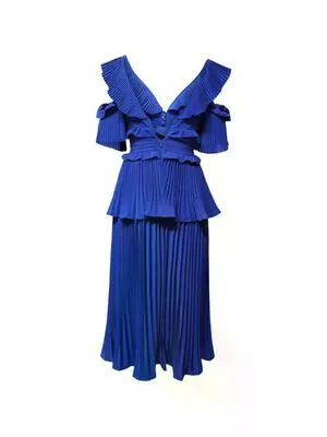 SELF-PORTRAIT Ruffled Pleated Mini Dress