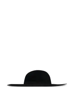 Saint Laurent Ribbon Band Flat Brim Hat - Black