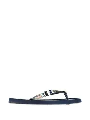 Tory Burch Printed-strap Flip Flops - Blue
