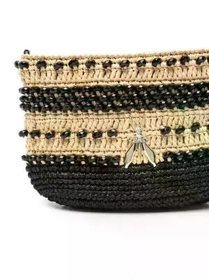 Patrizia Pepe Beaded Raffia Shoulder Bag