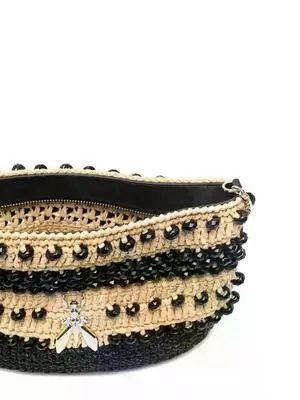 Patrizia Pepe Beaded Raffia Shoulder Bag