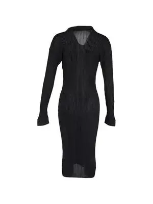 Versace Ribbed Buttoned Midi Dress