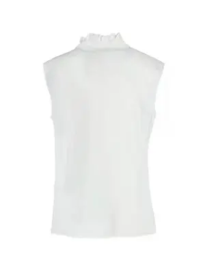 Prada Ruffle Mock-neck Sleeveless Blouse