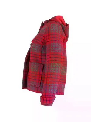 Maje Hooded Checked Jacket